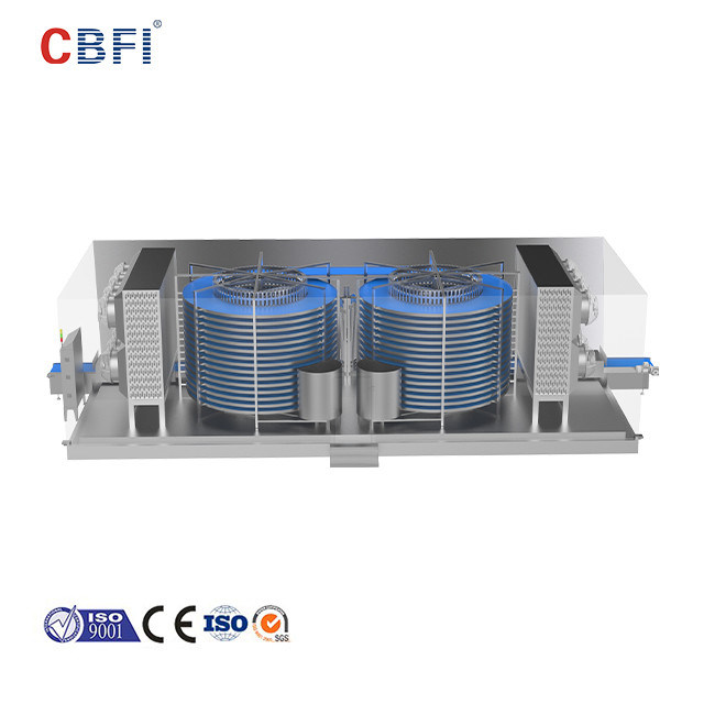 Belt IQF Spiral Quick Blast Freezer For Pasta Fruits Vegetables Shrimp ...